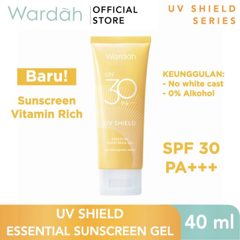 Wardah Sunscreen Gel Spf 30/UV Essential Shield 40Ml (New Packaging ...