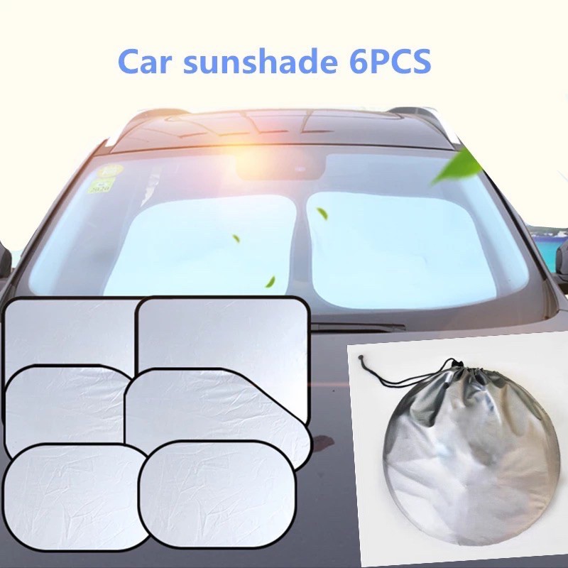 6pcs/Set Silver-Coated Car Sunshade For Car Sun Block Front Block Side ...