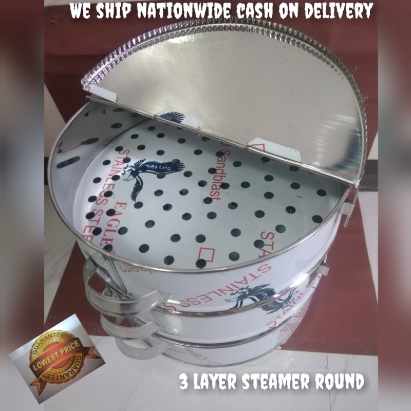 14' 3LaYER STEAMER ROUND SIOPAO/SIOMAI HIGH QUALITY sTaINLESS | Shopee ...