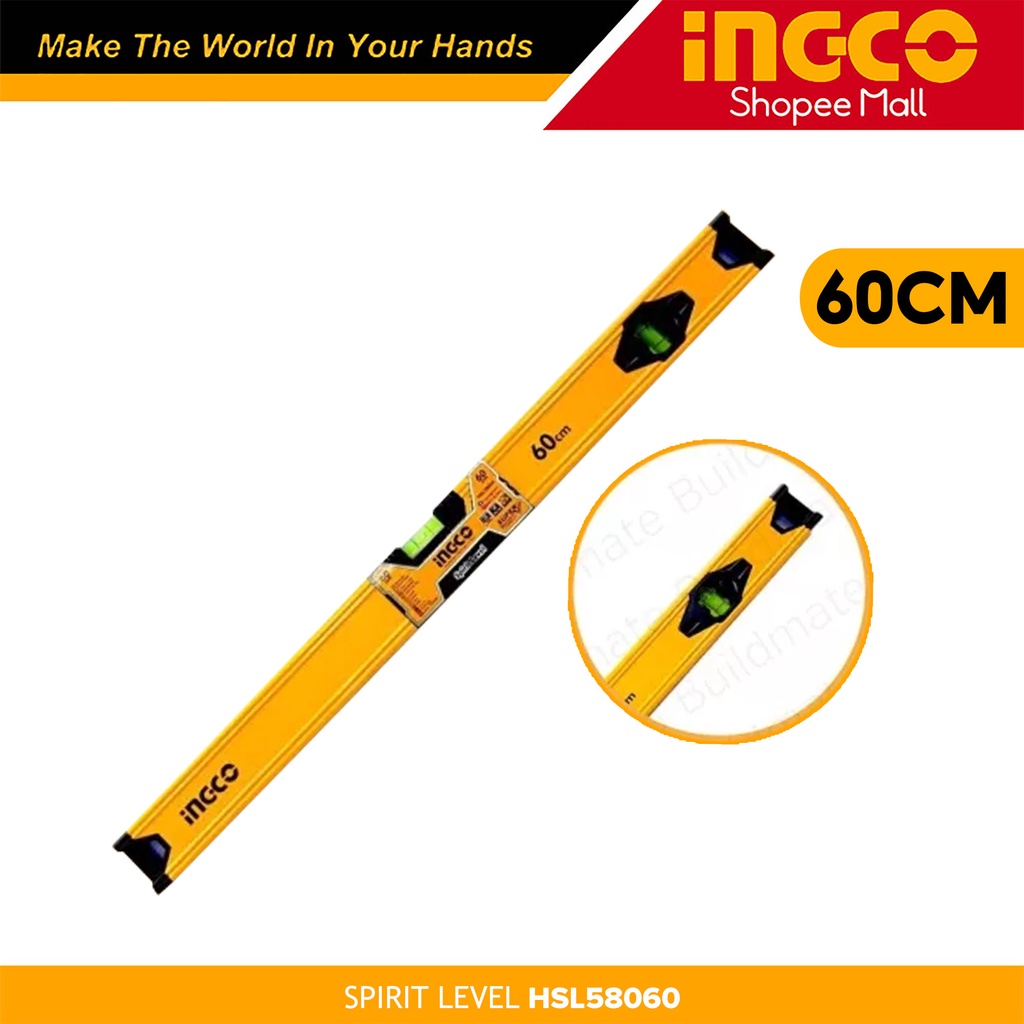 Ingco Spirit Level Leveling Tool 40CM-60CM HSL58040 / HSL58060 SS IHT ...