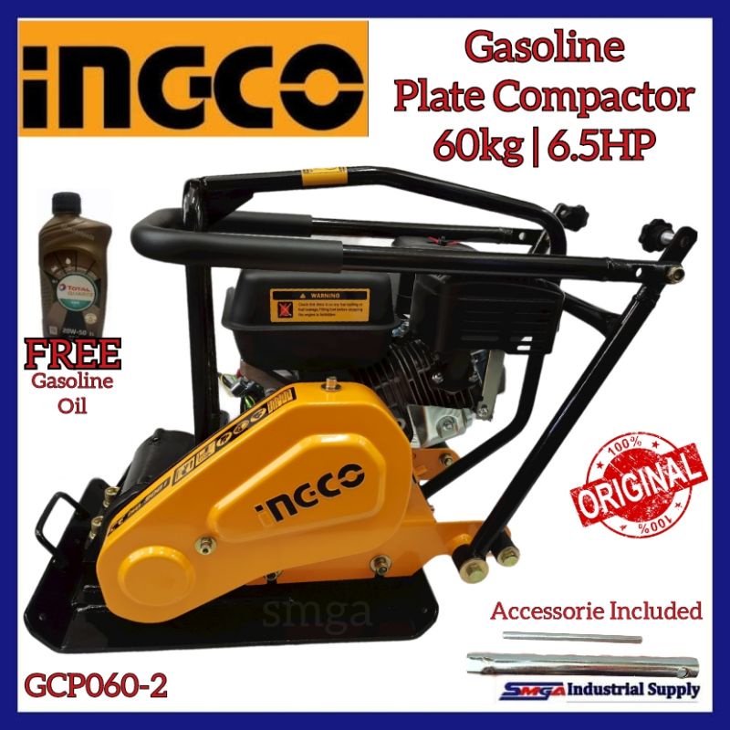 INGCO Gasoline Plate Compactor 4.8KW 6.5HP GCP060-2 with FREE Gasoline ...