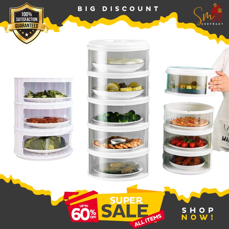 5 Layer Food Keeper Transparent Food Warmer Multilayer Dish Cover Food ...