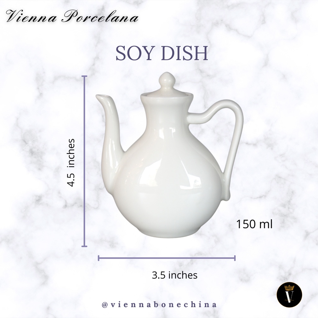 White Soy Dish Condiment Container Porcelain Pot Pour Luxury Dinnerware ...