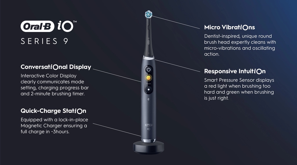 Oral-B io Series 9 Electric Toothbrush 3D Tracking Ultimate Clean /7 ...