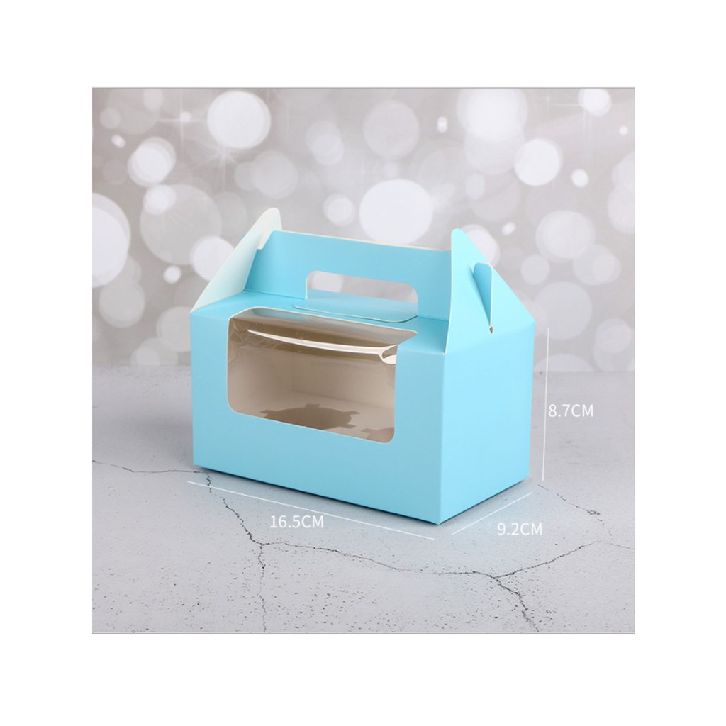 Cup cake pastry packaging box transparent window w/ handle and inner ...
