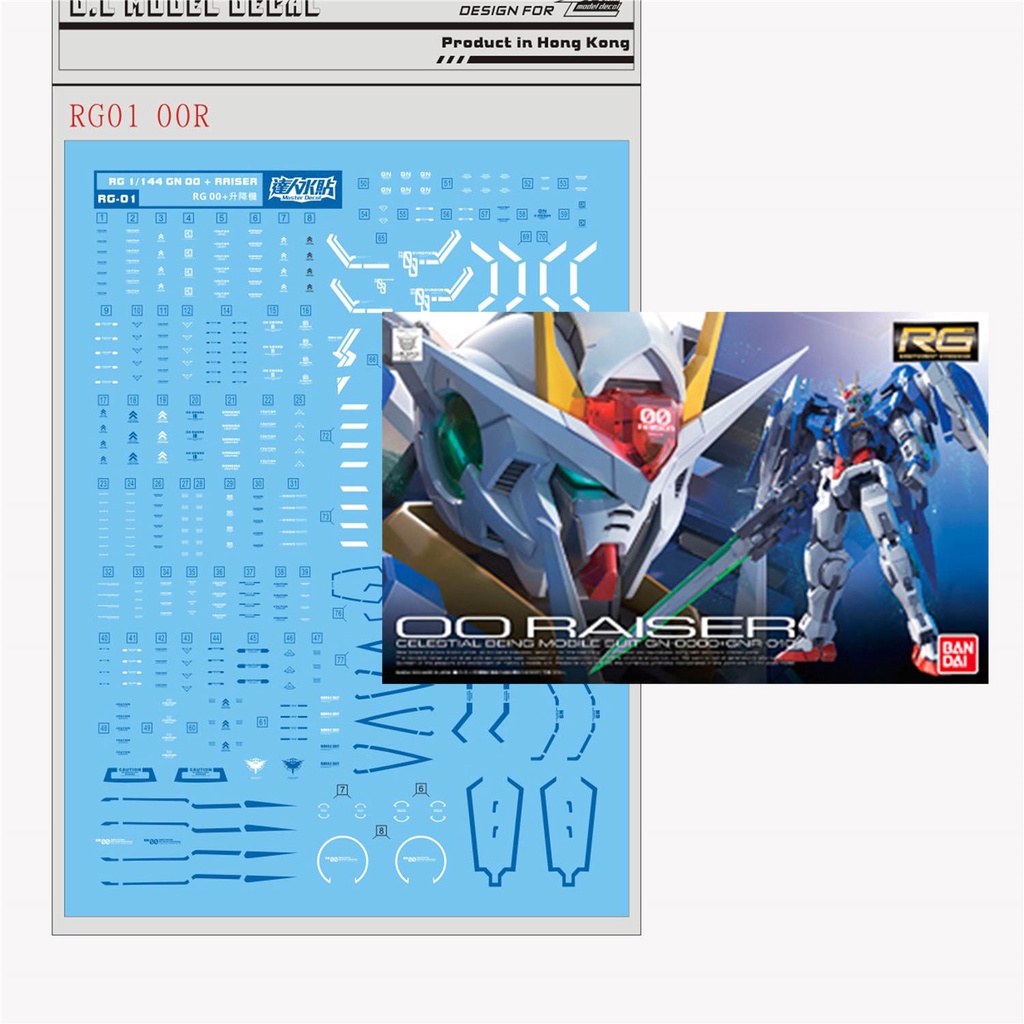 DALIN Waterslide Decal - RG01 RG 1/144 GN-0000+GNR-010 00 Raiser Gundam 00R OOR Water Decal ...