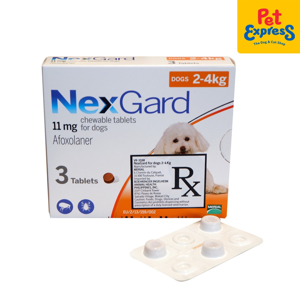 NexGard Chewable Tablet for Small Breed Dogs 2-4kg / 4-10lbs (3 tablets ...