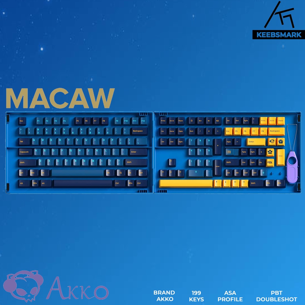 Akko Macaw Keycaps 199 Keys Cherry Profile PBT Doubleshot Keyboard ...