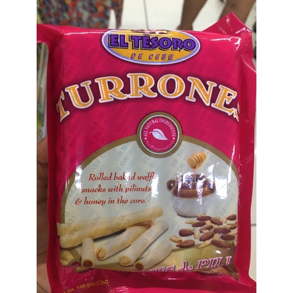 Turrones de pili Cebu pasalubong 150g Rolled baked waffle snacks with ...