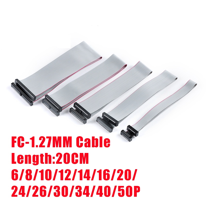 2PCS 1.27MM Pitch FC-6/8/10/14/16/20/40/50 PIN 30CM JTAG ISP DOWNLOAD CABLE Gray Flat Ribbon ...