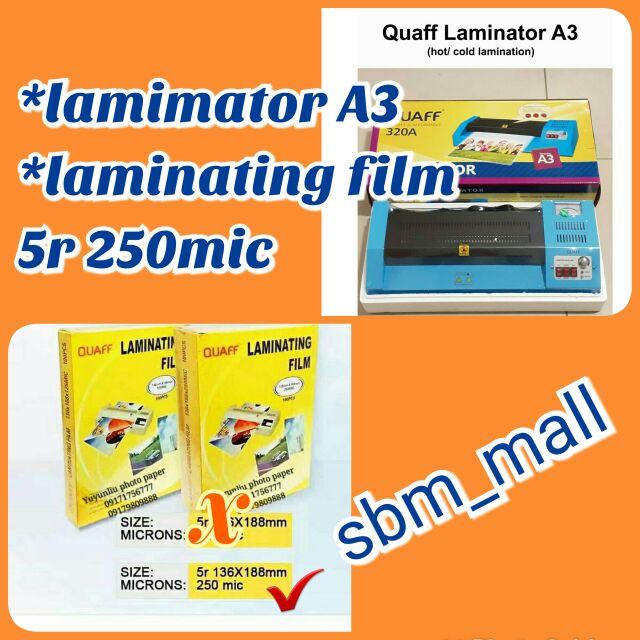QUAFF laminator A3 and laminating film 5r 250mic. | Shopee Philippines