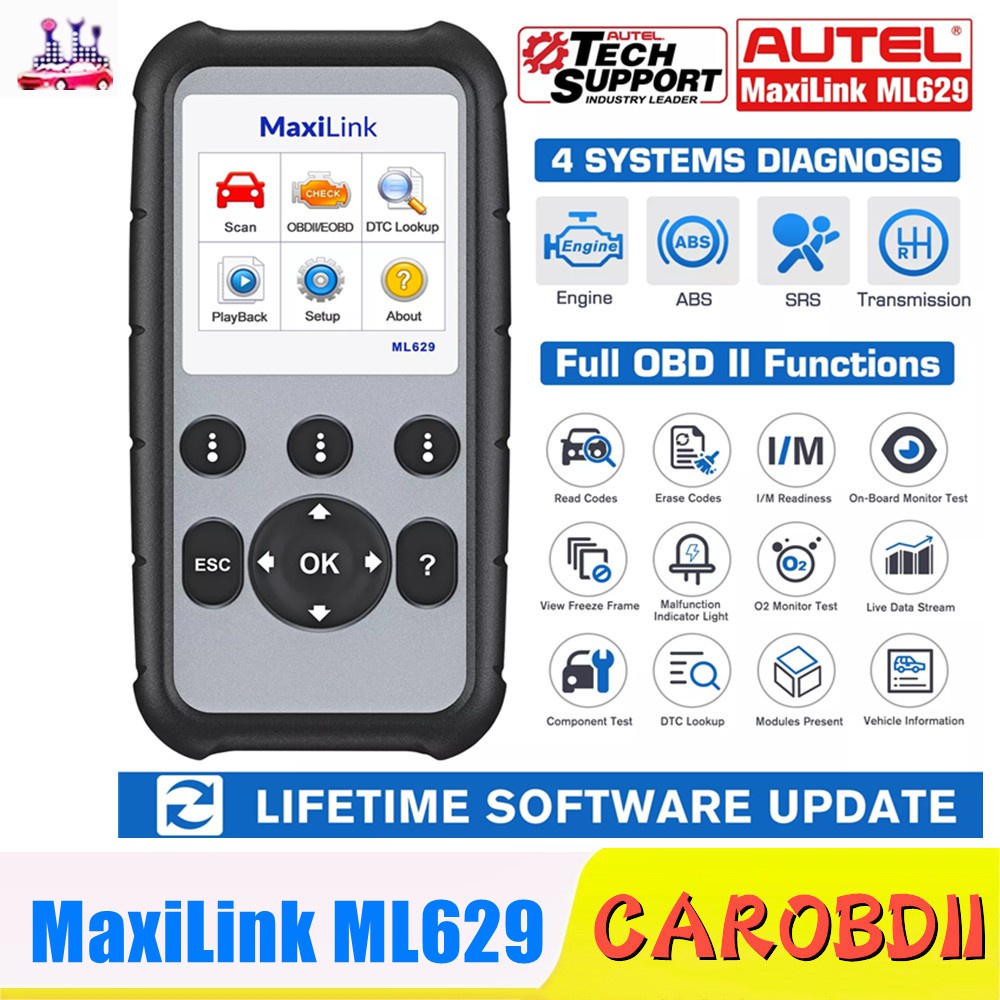 Autel MaxiLink ML629 OBD2 Scanner ABS SRS Engine Transmission Diagnoses OBD II Full Functions ...
