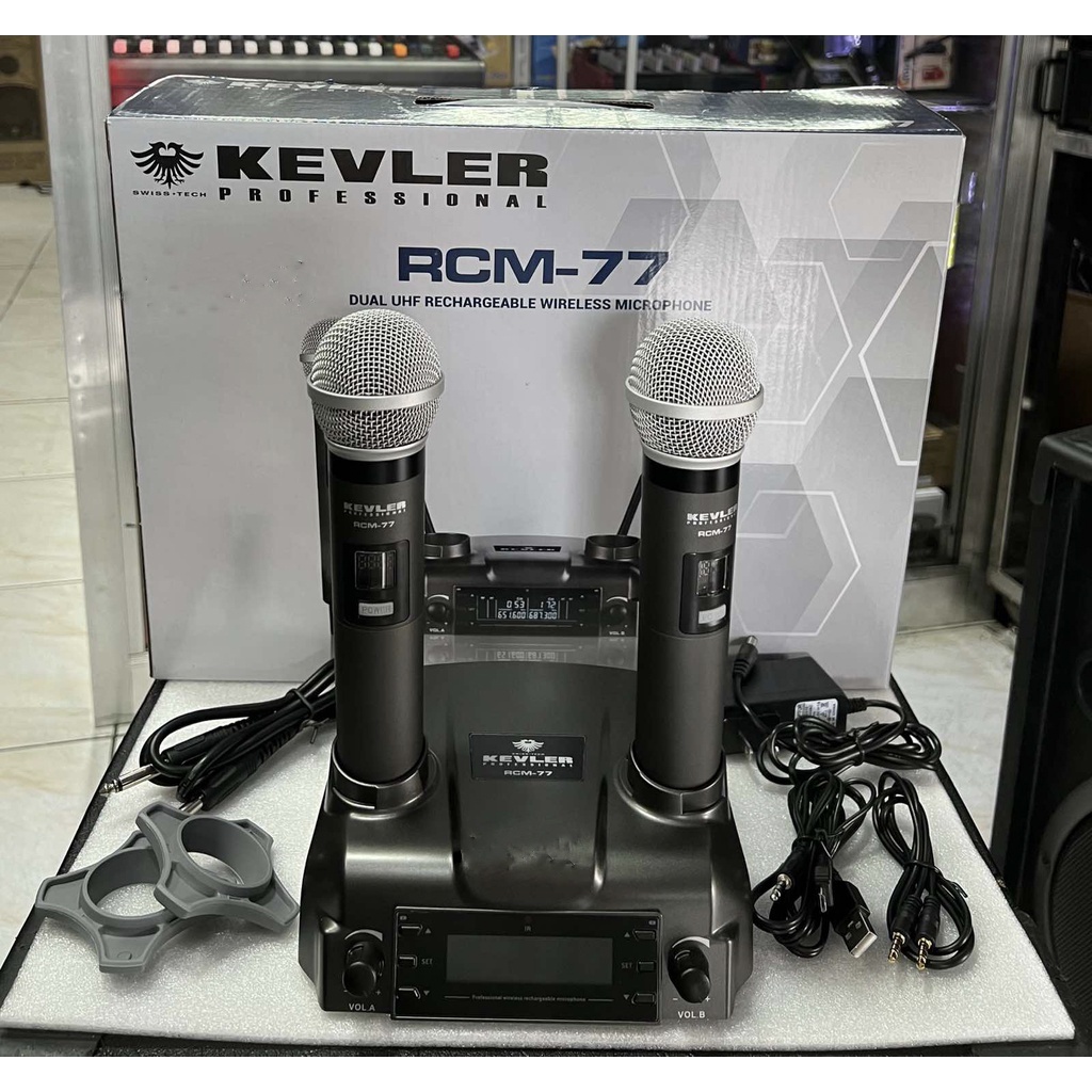 Kevler RCM-77 Dual UHF Rechargeable Wireless Microphone ( UHF ...