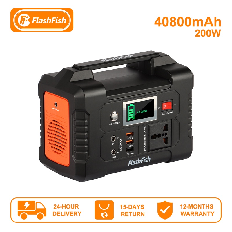 FlashFish Power Station 220V 200W Multi-Function Portable Big Capacity Solar Generator 48000mAh ...