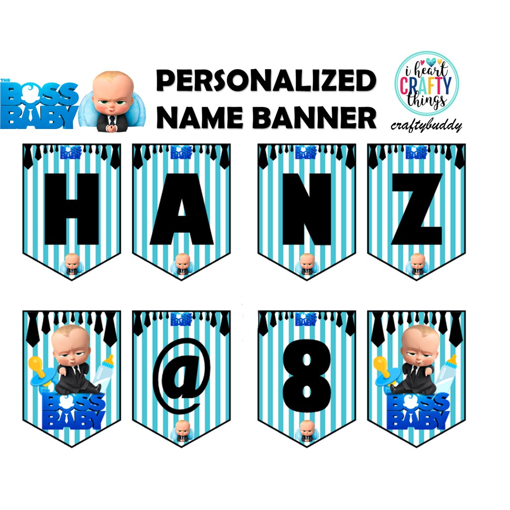 BOSS BABY name birthday banner buntings (SOLD PER FLAG/PIECE) | Shopee ...