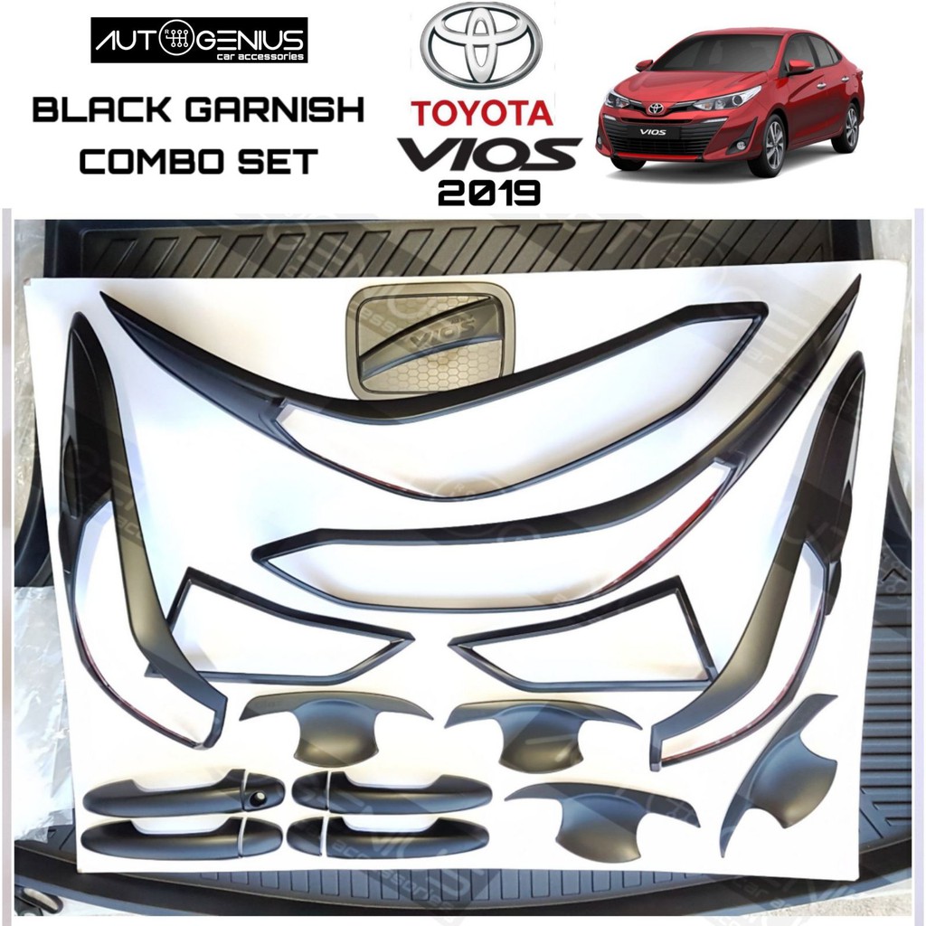 TOYOTA VIOS 2019 2020 4TH GEN Black Combo Garnish Set Covers | Shopee ...