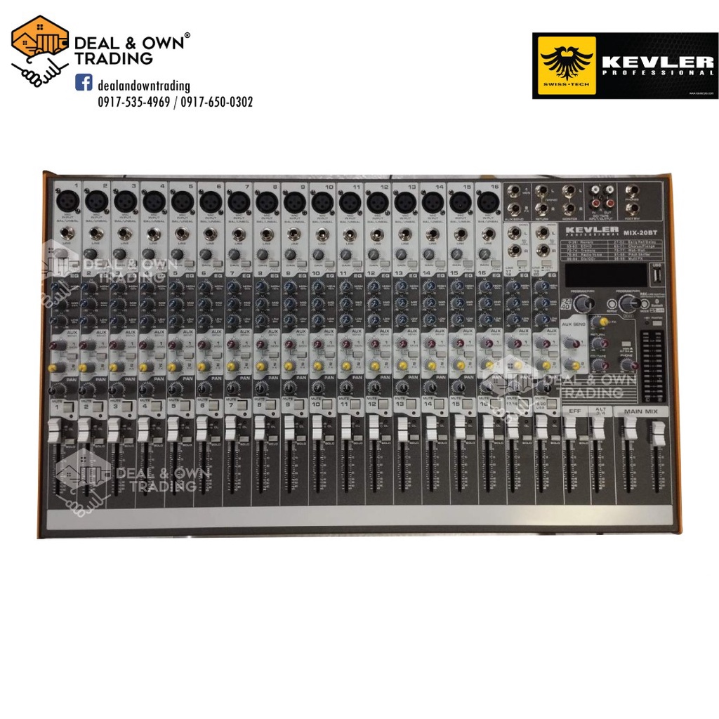 Kevler MIX-20BT Professional Mixer with 20 Channel 16 Mic/Line 2 Stereo ...