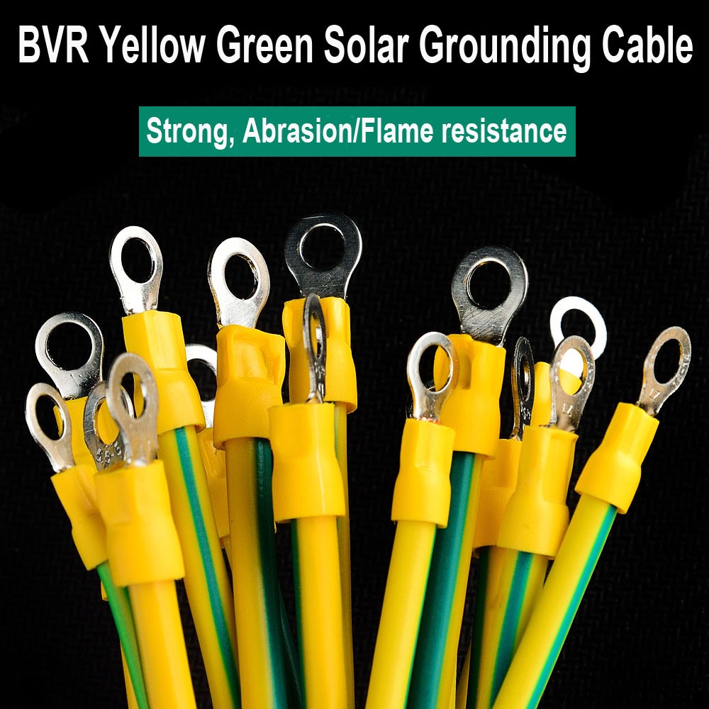Yellow Green PV Grounding Cabling Earth Wire Copper Solar Panel PV ...