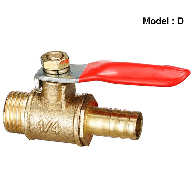 Thread Brass red handle tracheal small ball valve outer teeth Hose Pipe ...