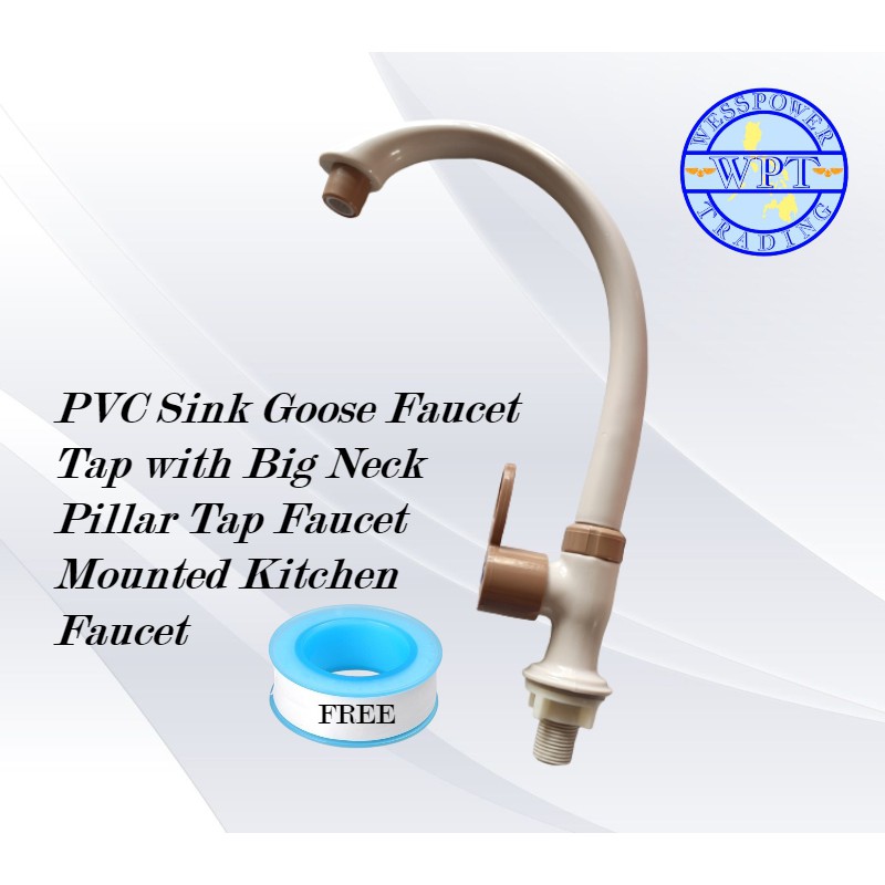 WPT-5077 PVC Sink Goose Tap with Big Neck Pillar Tap Faucet Mounted ...
