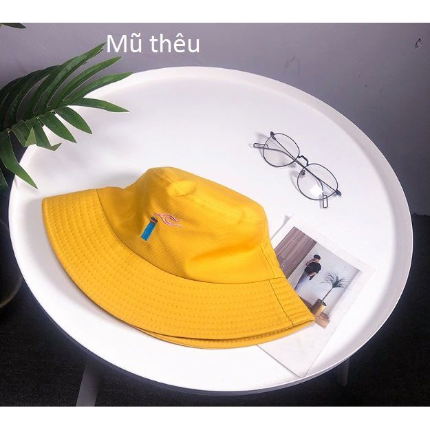 Kakhi fabric bucket hat with multi-colored embroidery | Shopee Philippines