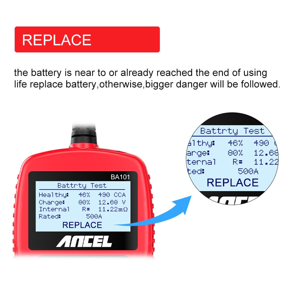 ANCEL BA101 12V Automotive Battery Tester Digital Battery 100-2000CCA ...