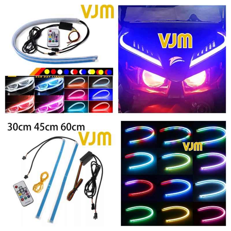 Led Eyebrow Light DRL Plus Remote RGB 30cm 60cm Vario Beat R15 R25 Nmax ...