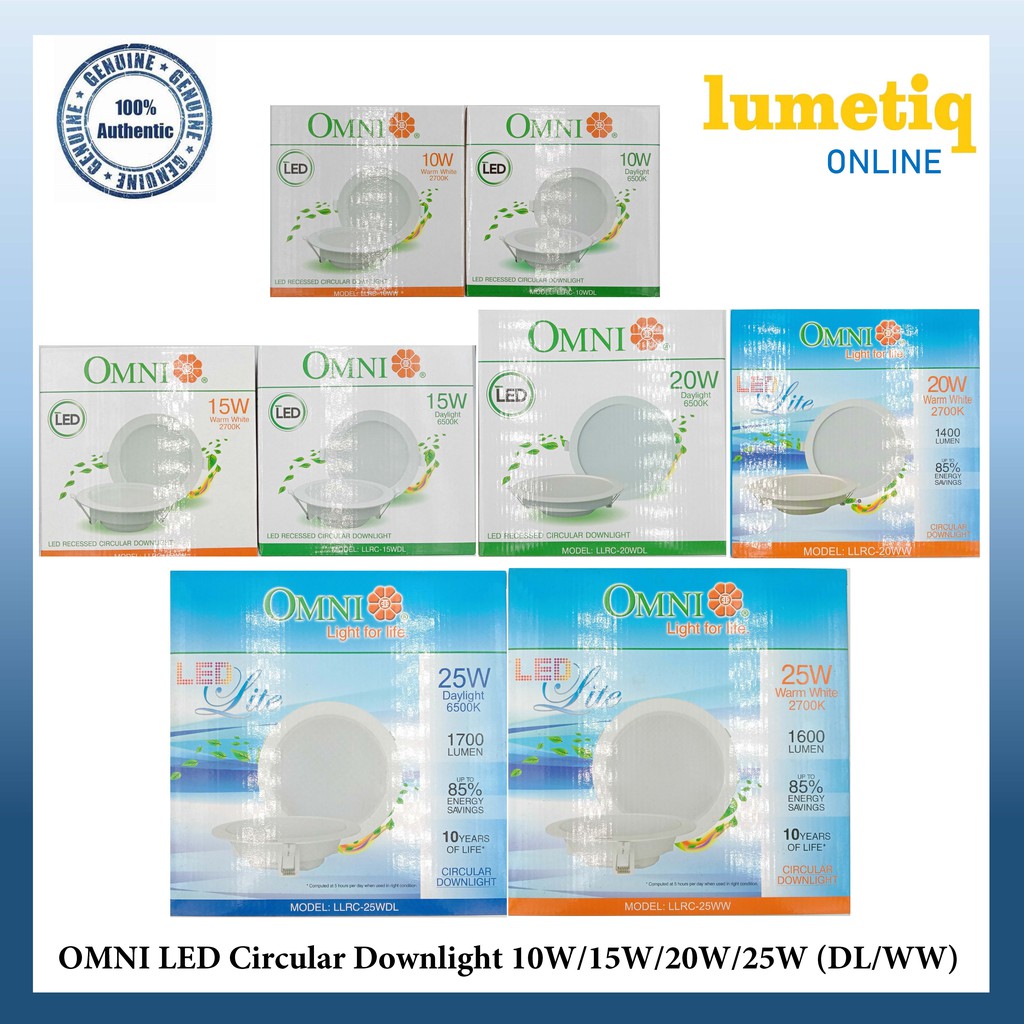 OMNI LED Recessed Circular Down Light 10W/15W/20W/25W (DL/WW) | Shopee ...
