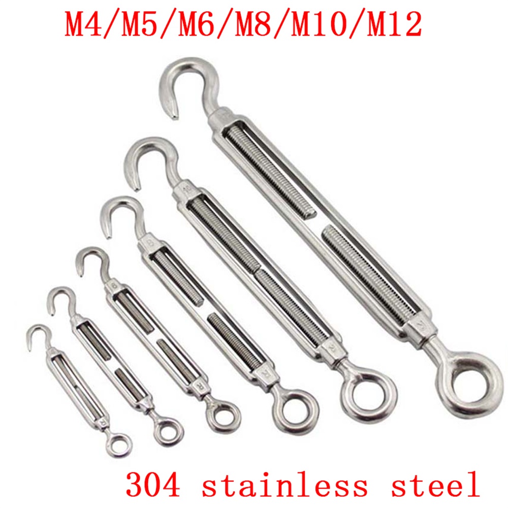 304 Stainless Steel M4 M5 M6 M8 M10 M12 Hook & eye Turnbuckle Wire Rope ...