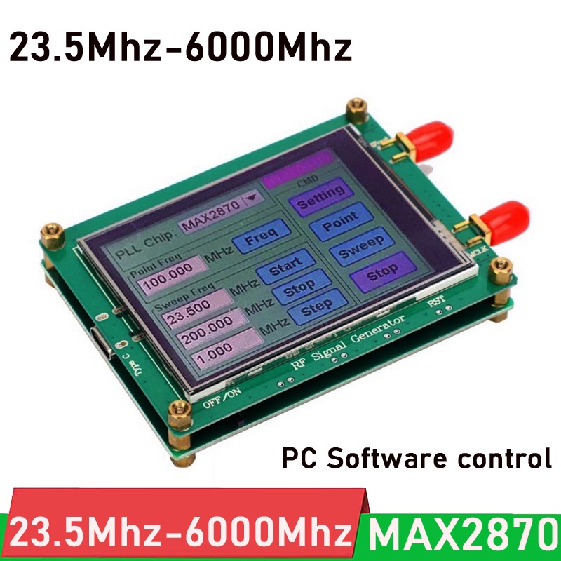 MAX2870 23.5MHZ-6000MHz RF signal source Signal generator VCO frequency sweep LCD touch screen ...