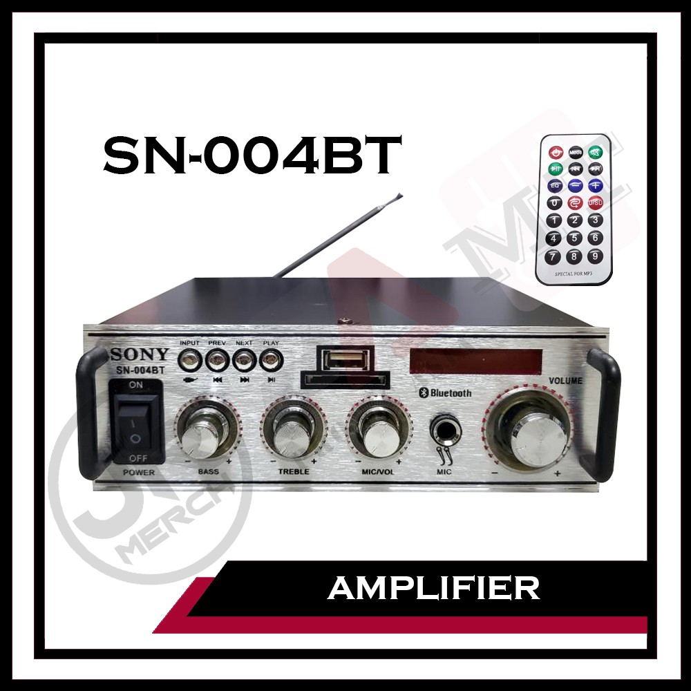 (SN-004BT) 300 watts x 2 DC 12V/5AMP AC/DC 2 Channel P.A. Amplifier w ...