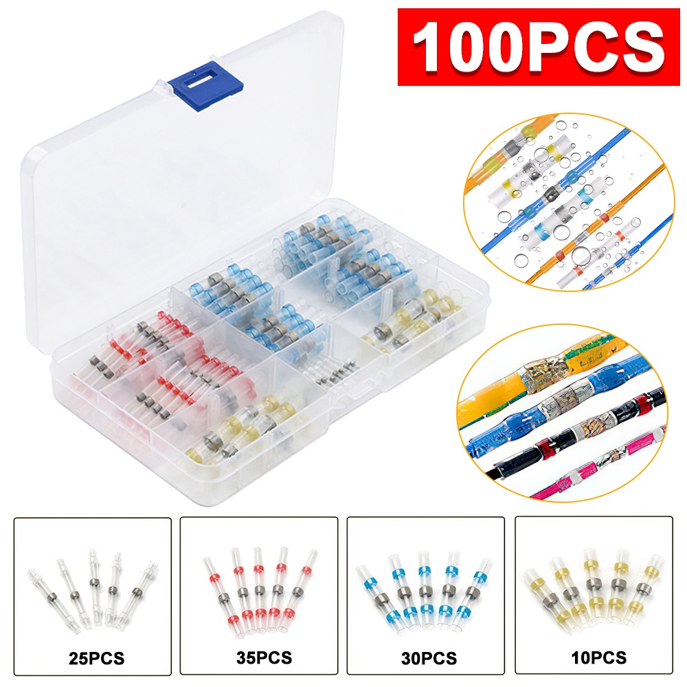100/250/500/800PCS Heat Shrink Butt Connectors with Solder Ring ...