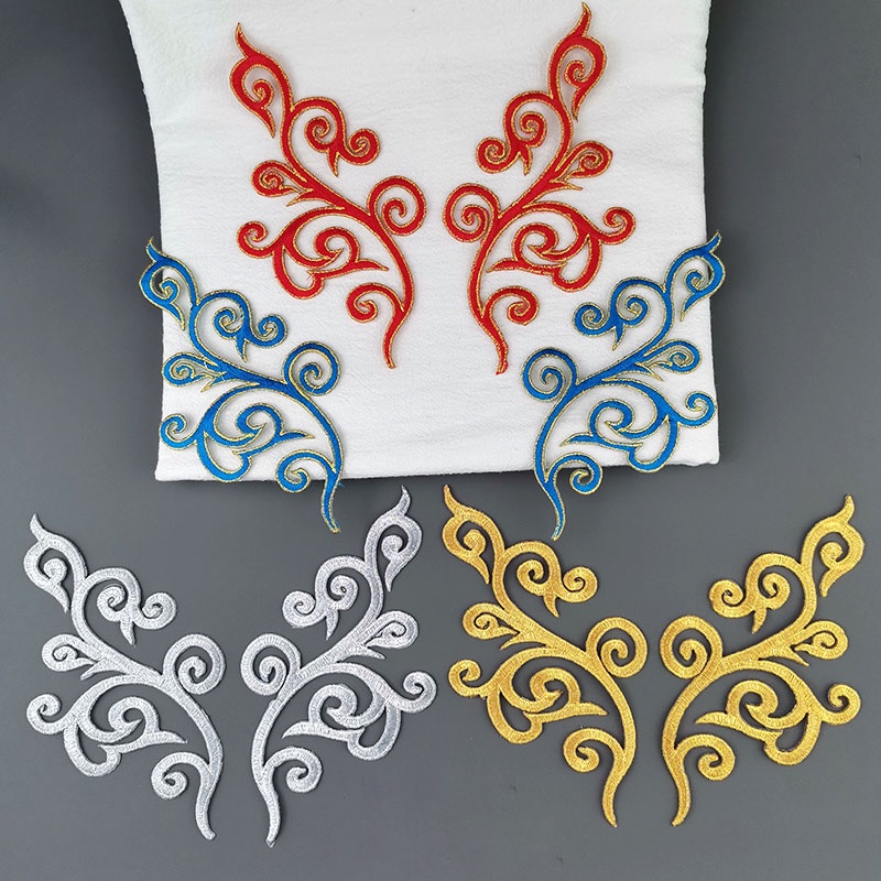 1 Pair Iron On Appliques Gold Embroidery Patches 17*9CM | Shopee ...