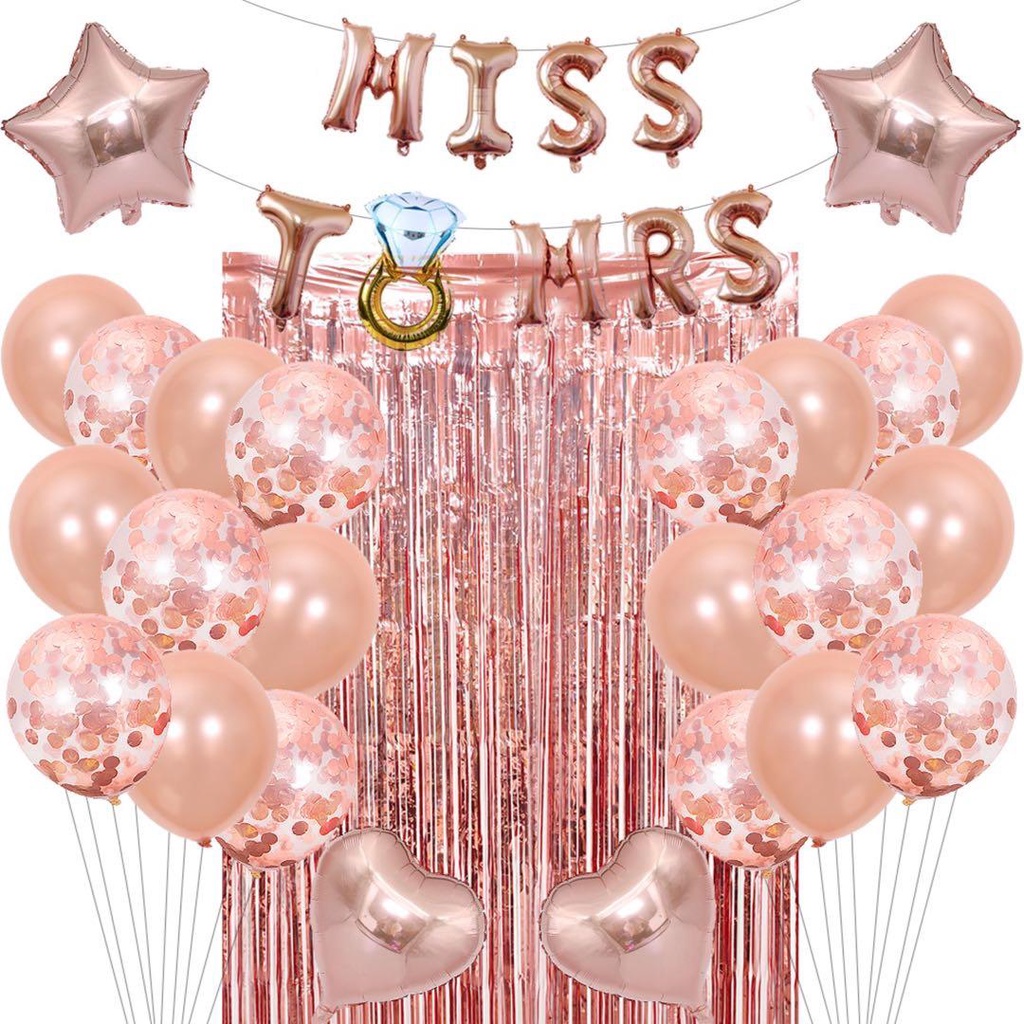 D34☺︎Rose Gold MISS TO MRS Party Balloons Package, Bridal Shower DIY ...