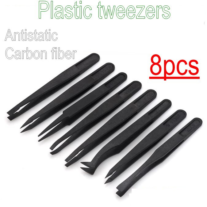 8pcs ESD Tweezer Set Plastic Anti Static Maintenance Plastic tweezers ...