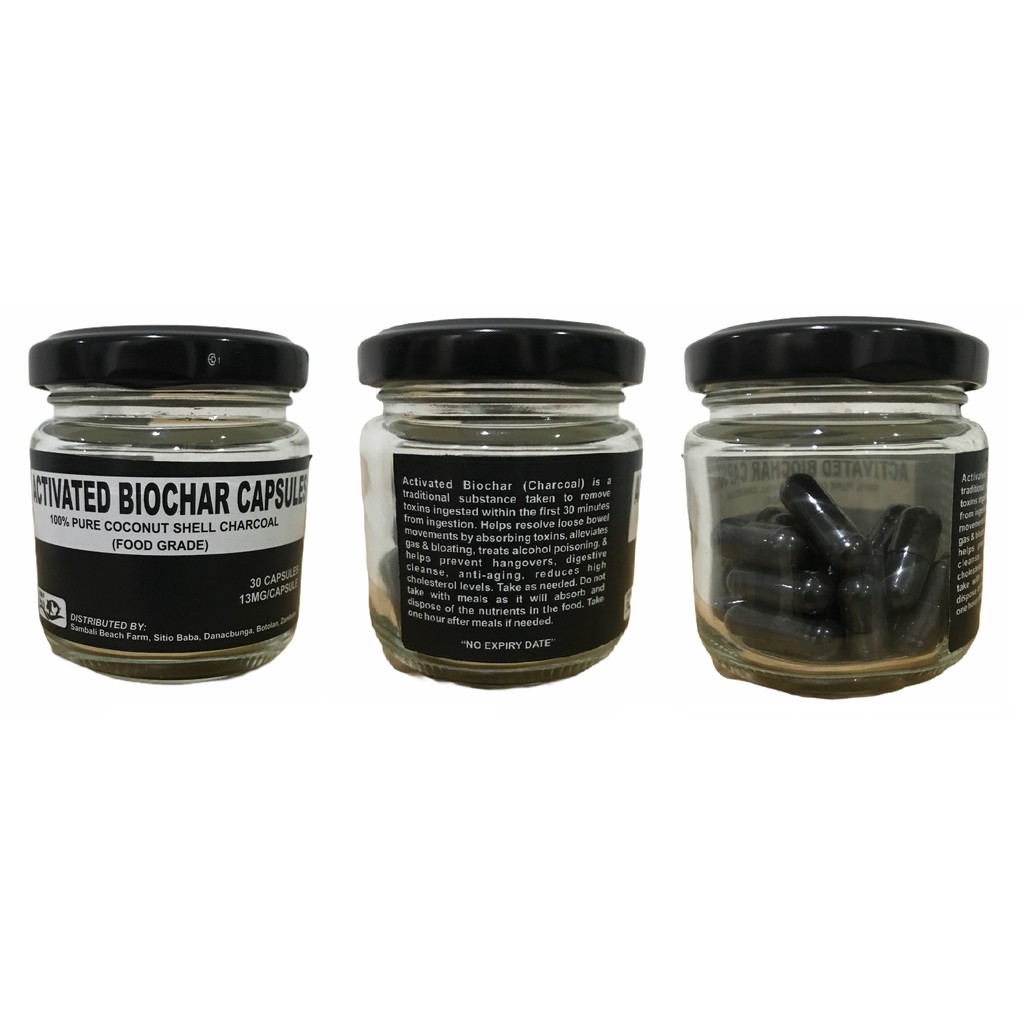Activated Biochar Powder (Coconut Shell Charcoal) Pouch & Capsule ...