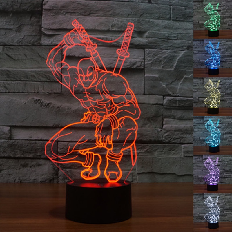 Marvel Super Hero Night Light 7 Colors Gradient Deadpool USB LED Table ...