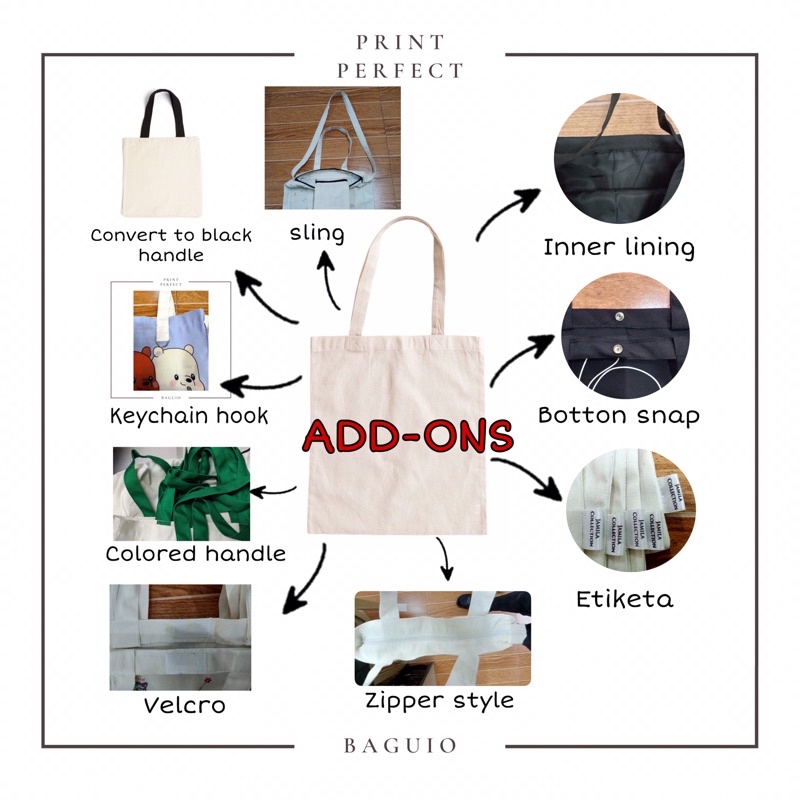 Add-ons for tote bag/wallet/drawstring bag | Shopee Philippines