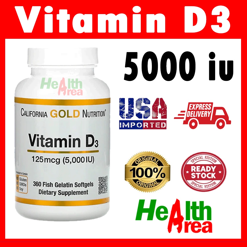 California Gold Nutrition, Vitamin D3, 125 mcg (5,000 IU), 50 mcg ...