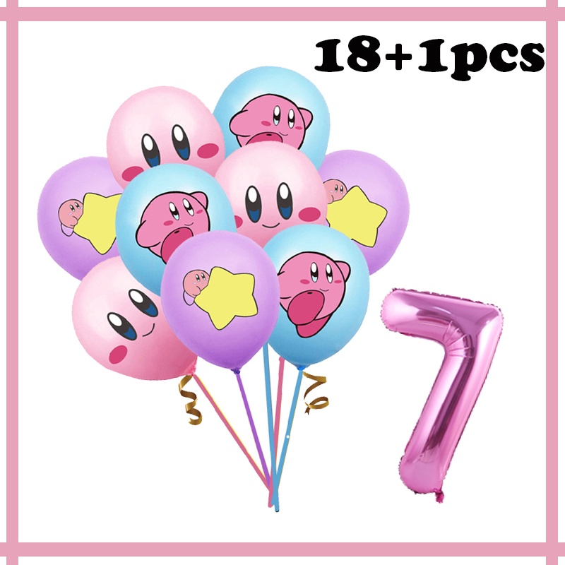 19Pcs Birthday Party Need Kirby Party Balloon Set Party Latex Balloon ...