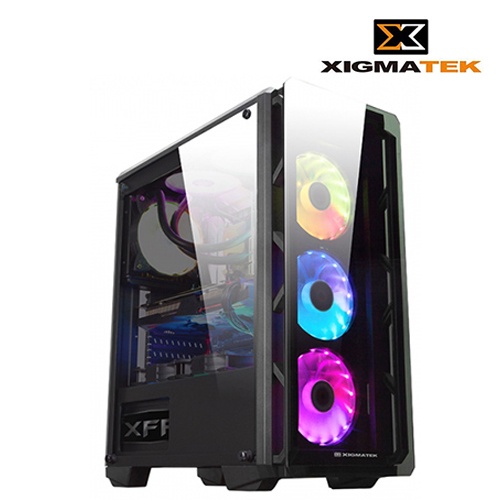XIGMATEK Astro Three Side Tempered Design Mid Tower Enclosure with 4 X ...