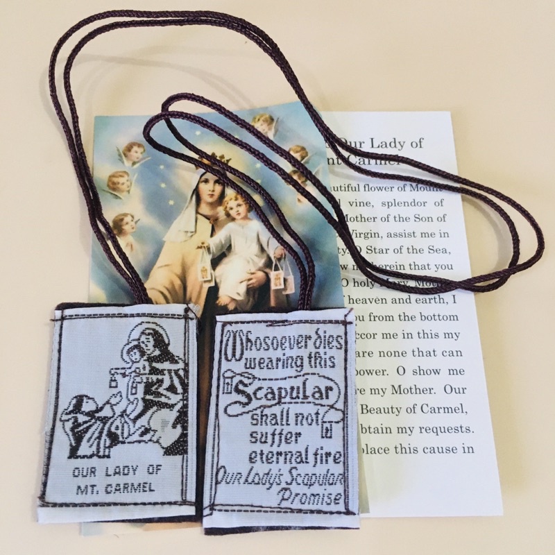Our Lady of Mt Carmel Cloth Scapular for Adults Men & Women FREE Prayer card | Shopee Philippines