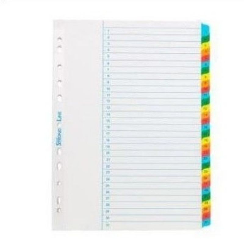 File Divider Number 1-31 Index Divider Bantex Color A4 Size | Shopee ...