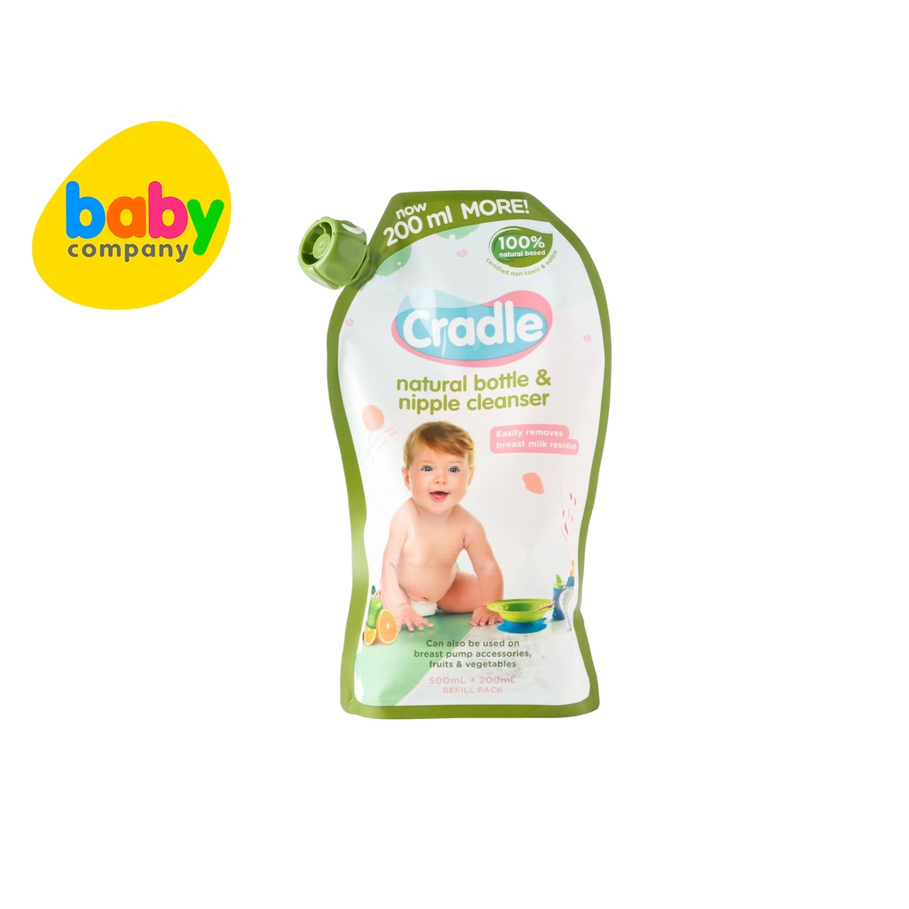 Cradle Natural Bottle & Nipple Cleanser 700mL Refill Pack | Shopee ...