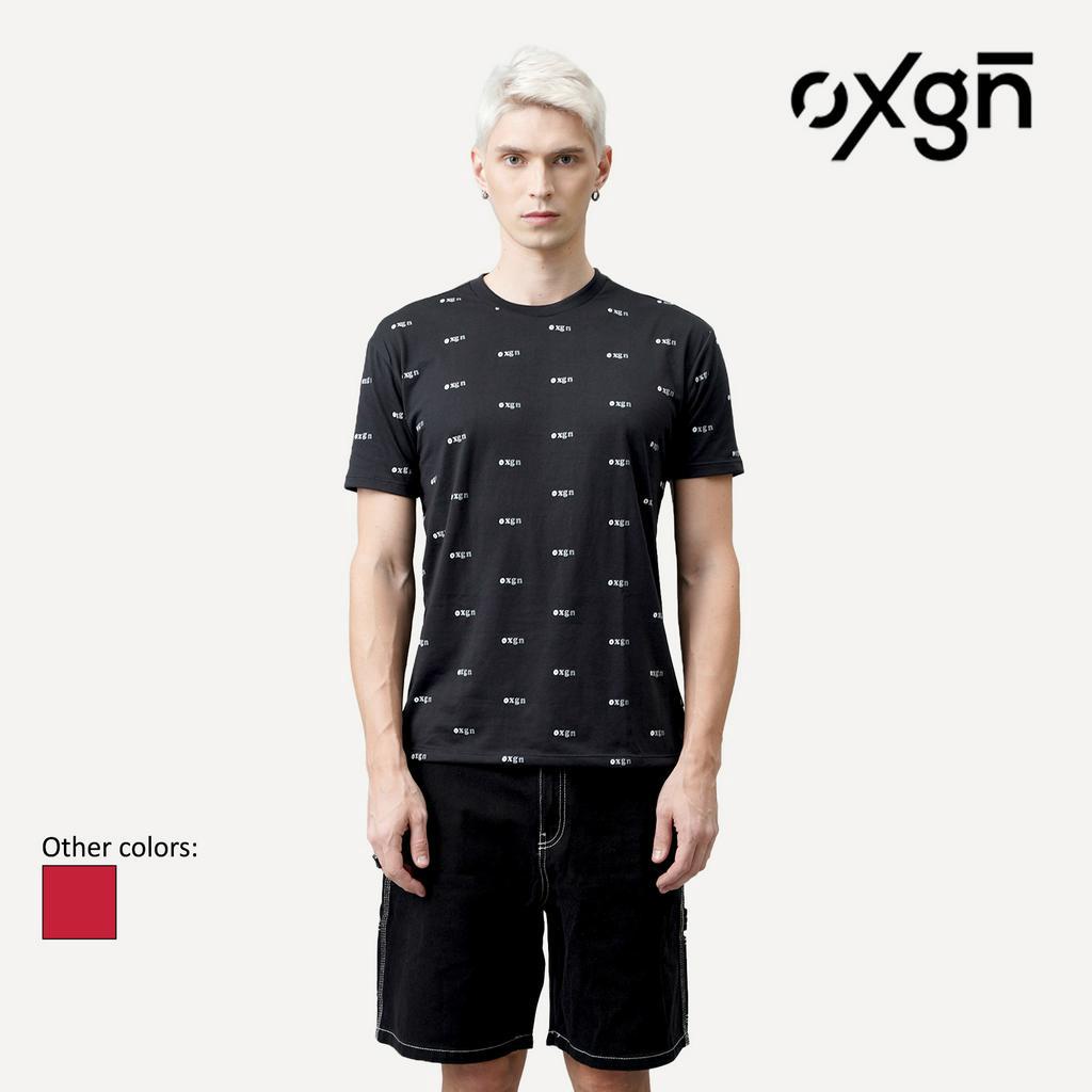 OXGN Logo All Over Print Regular Fit T-Shirt In Pique Fabric For Men ...