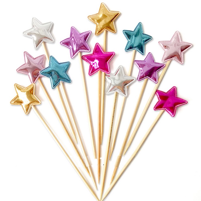 5pcs/set birthday cake decoration PU star cake topper cup cake ...