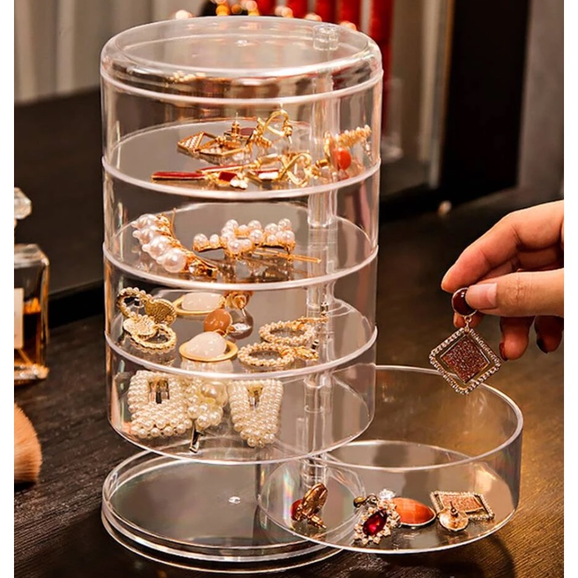 Rotating Transparent Jewelry Storage Box Jewelry Box Display Storage ...