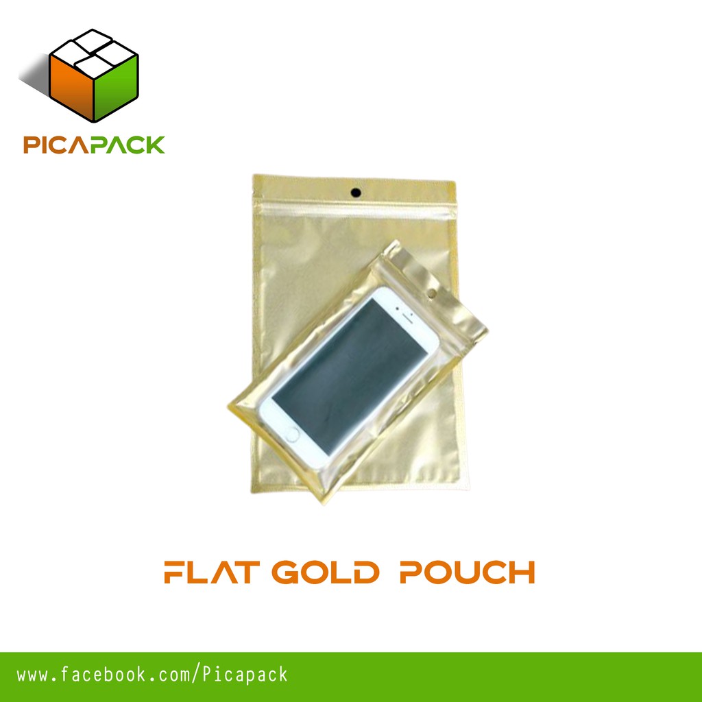 100pcs Flat Pouch with Ziplock (Half Clear Half Gold) Resealable pouch ...