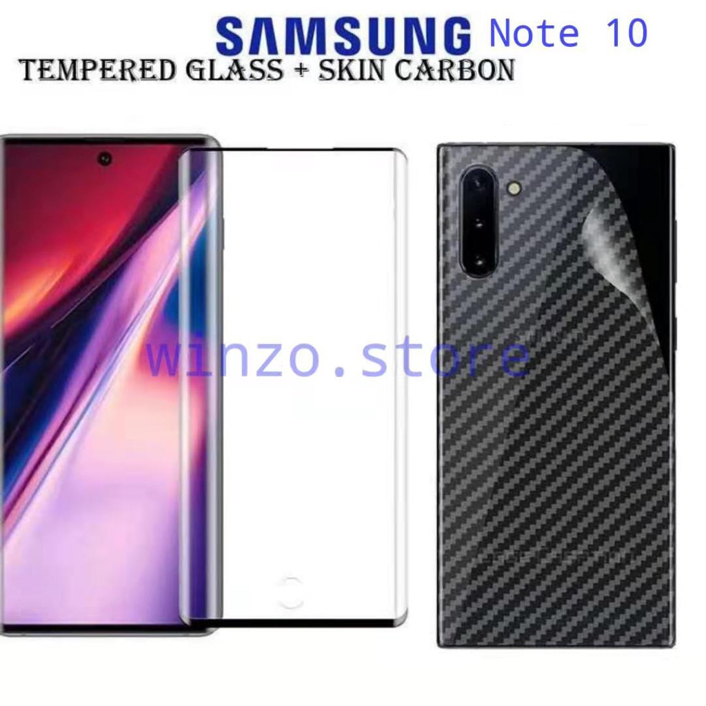 2In1 Tempered Glass Samsung Note 10 Skin Carbon Anti-Scratch 360 Back ...