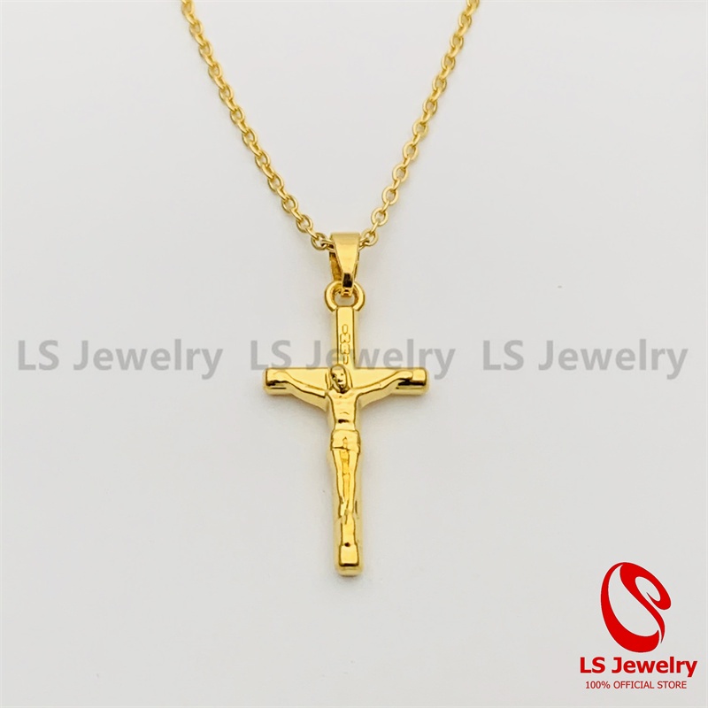LS jewelry 18K Gold Plated Cross Necklace for Unisex N0204 | Shopee ...